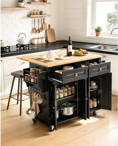 Kitchen Island Vozík Pojízdná úložná skříň na kolečkách se zásuvkou – SR191276-1
