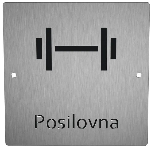 Nerezový piktogram POSILOVNA 1b Rozměr: 10 x 10 cm