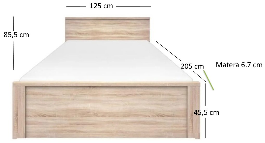 Manželská postel 120 cm Noella (dub sonoma) (bez roštu a matrace). 1053142