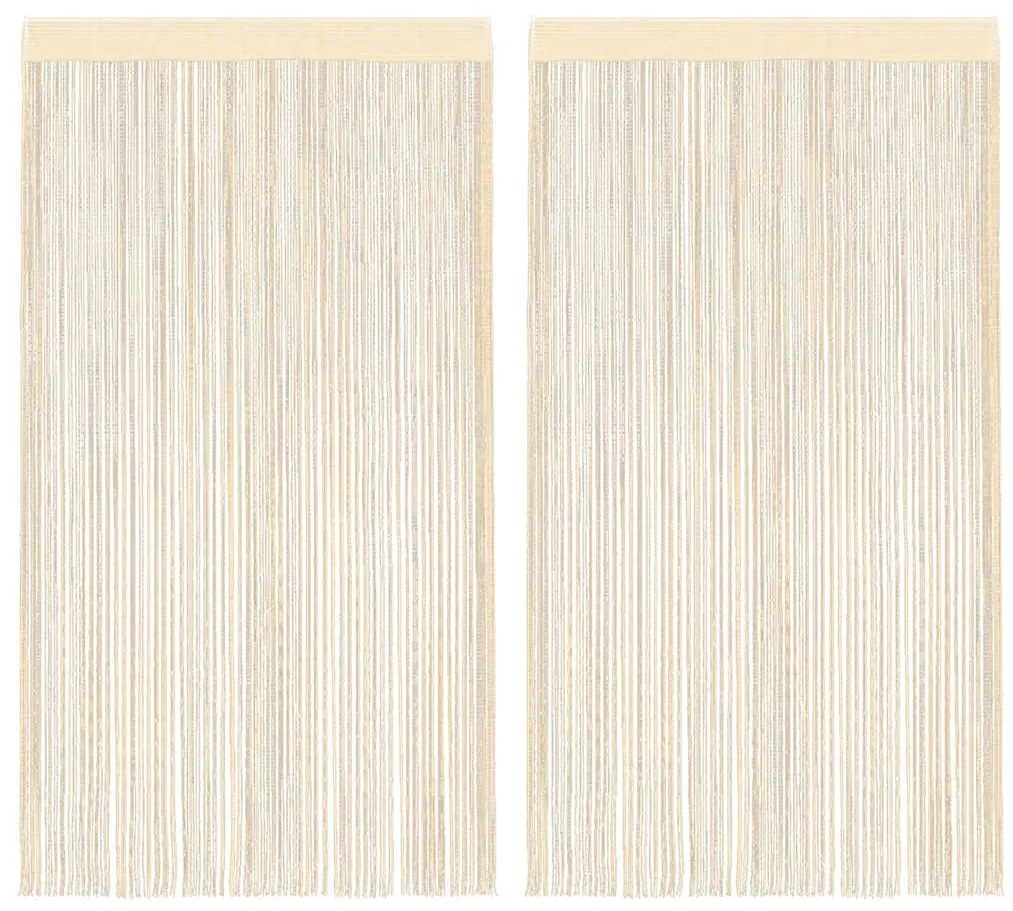 Provázkové záclony 2 ks 140 x 250 cm krémové 132403