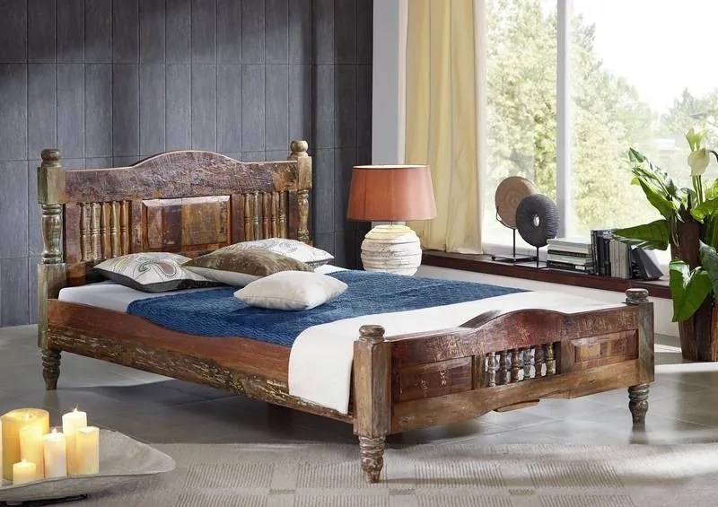 Masiv24 - COLORES postel - 180x200cm lakované staré indické dřevo