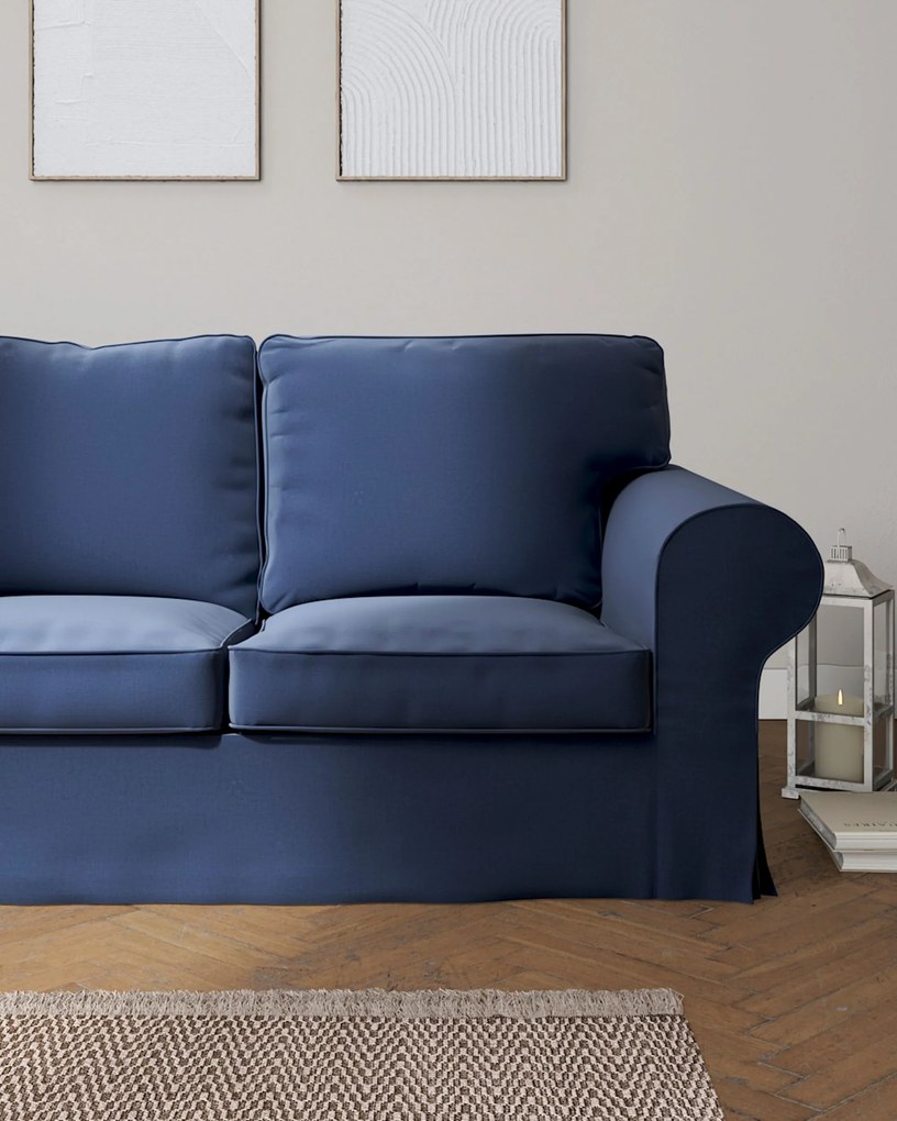 Potah na pohovku IKEA Ektorp 3-místná, rozkládací STARÝ MODEL PIXBO barva tmavě modrá látka sametová