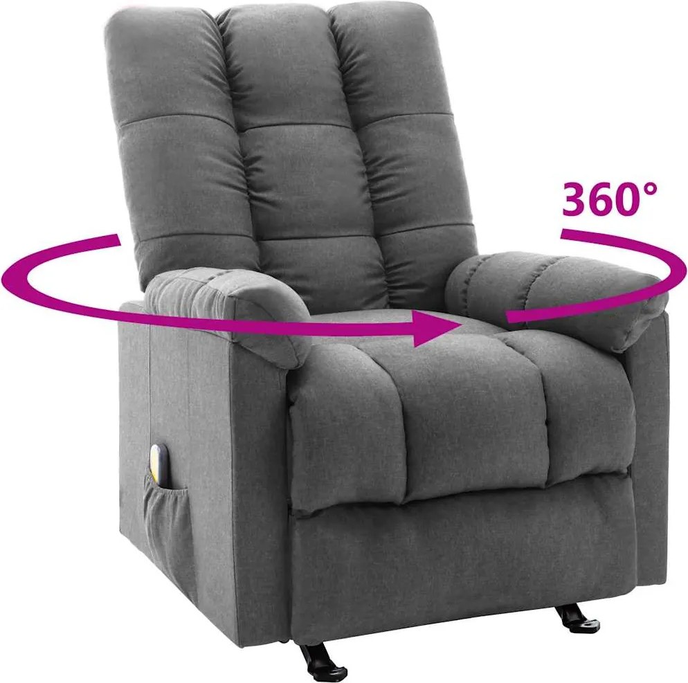 Masážní polohovací křeslo světle šedé textil 321410