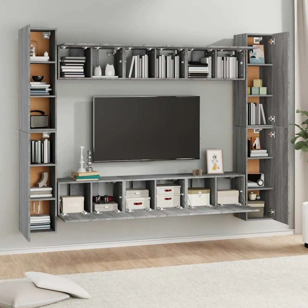 10dílný set TV skříněk šedý sonoma kompozitní dřevo 3120219