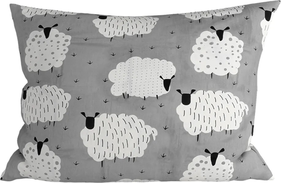 Polybavlněný povlak na polštář SHEEP POLY 70x90 cm, šedý