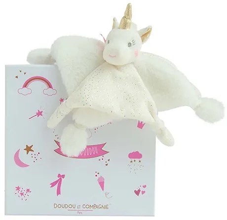 Doudou Dárková sada - plyšový muchláček jednorožec 22 cm