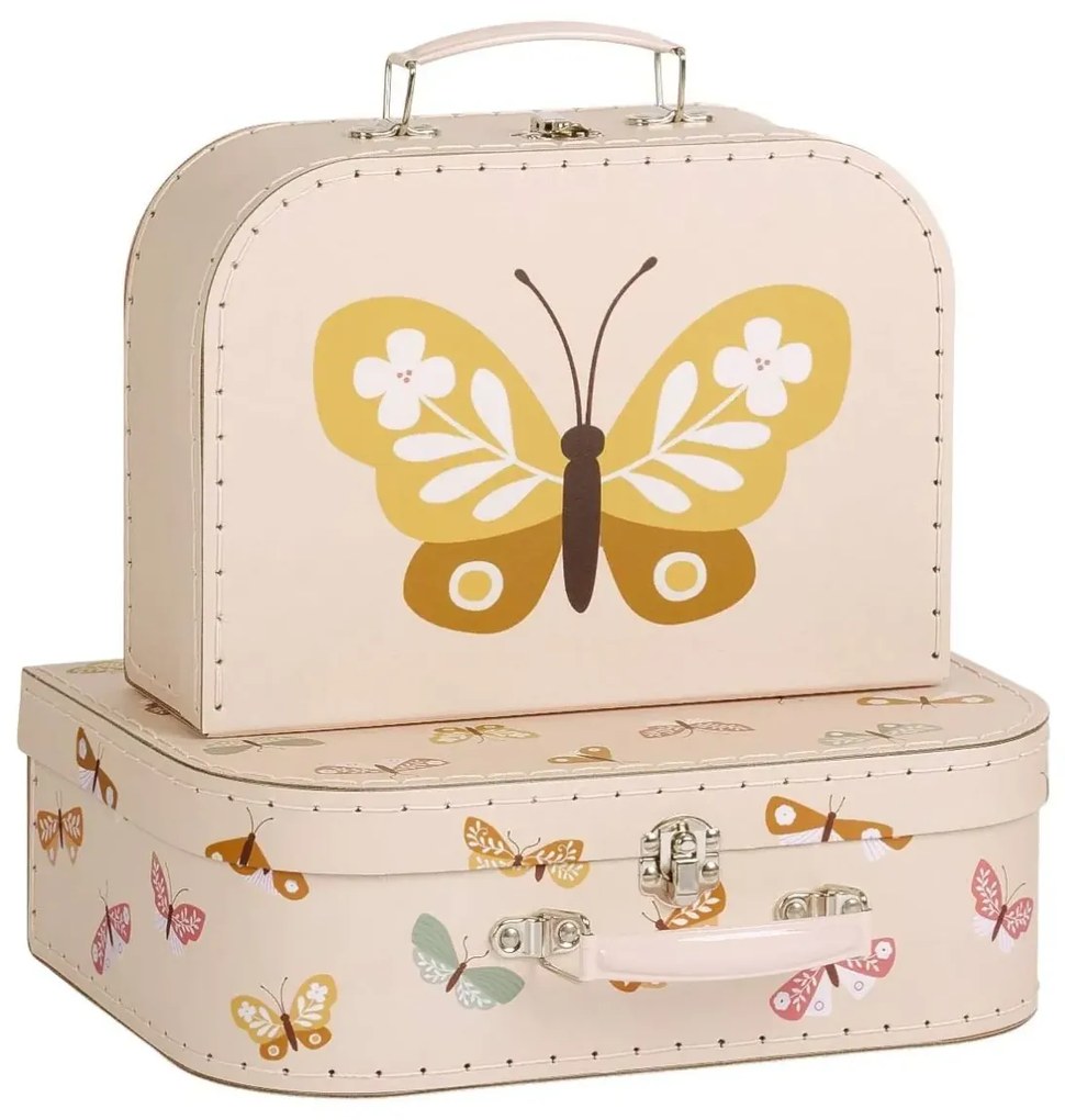 a Little Lovely Company Sada kufříků do dětského pokoje motýlky 2ks