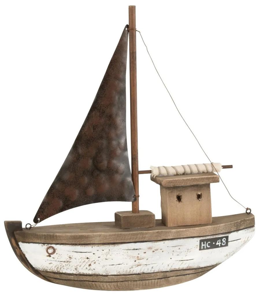 Dřevěná dekorace přírodní loďka Boat M - 28*7*31 cm
