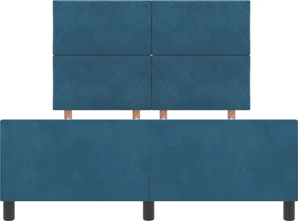 Postel s boxspringem s čelo Tmavě modrá 140 x 200 cm samet 3345015