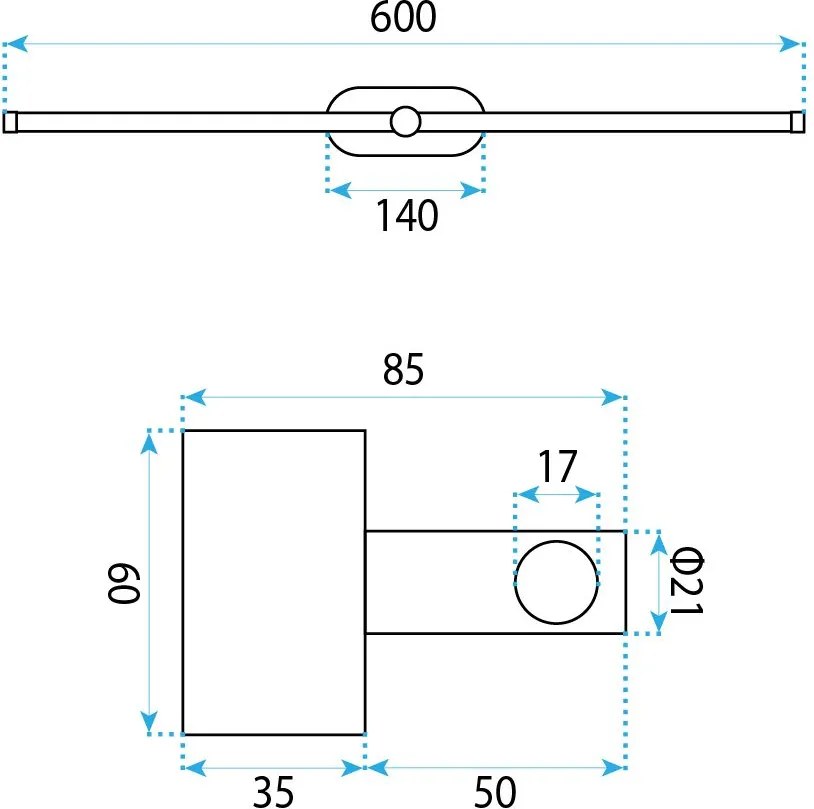 Toolight Toolight, LED nástěnné svítidlo 60cm, 13W, 4000K, 1000lm, APP1896-1W, měděná matná, OSW-66051