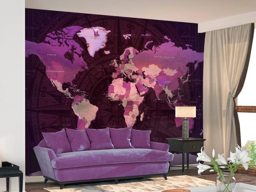 Fialová mapa světa (150x105 cm) - Murando DeLuxe