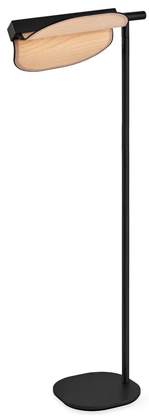 Exkluzivní otočná podlahová lampa Omma Floor  Exkluzivní otočná podlahová lampa Omma Floor Barva svítidla: Matná černá, Dekor: Přírodní bukové dřevo