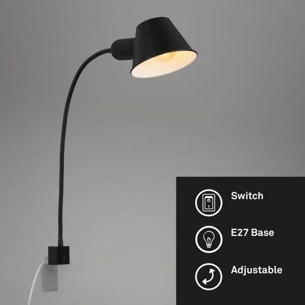 Briloner 2079-015 - Nástěnná flexibilní lampa 1xE27/10W/230V černá