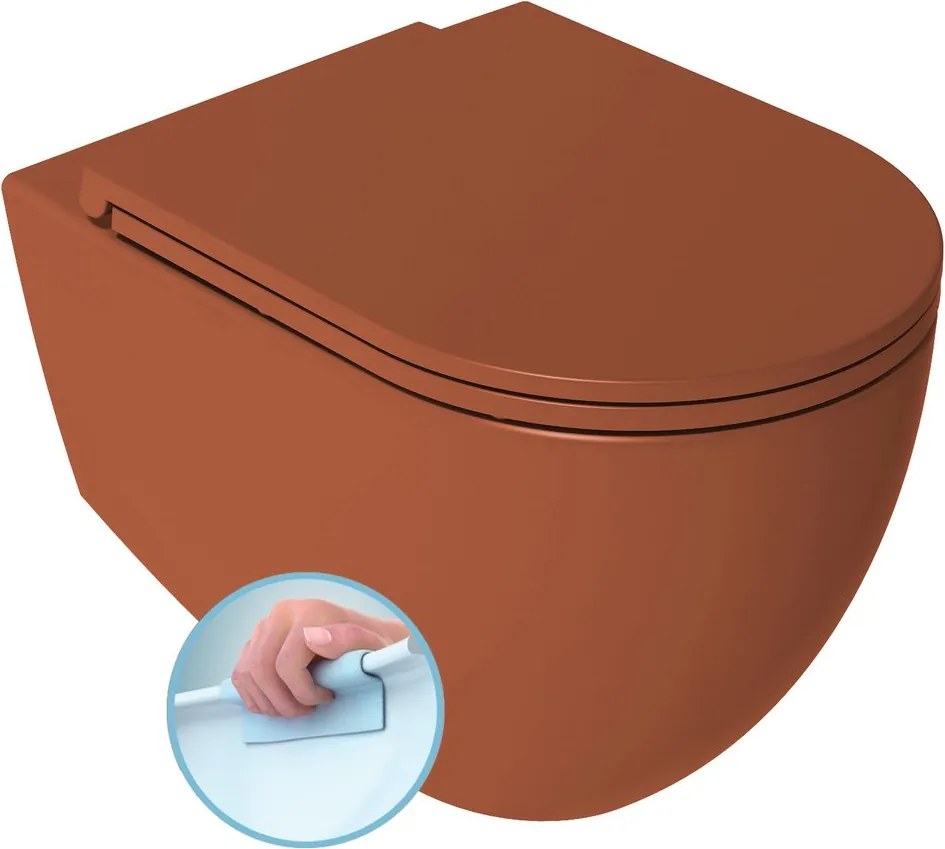 Isvea Isvea, INFINITY závěsná WC mísa, Rimless, 36,5x53cm, terracotta, 10NF02005-2U