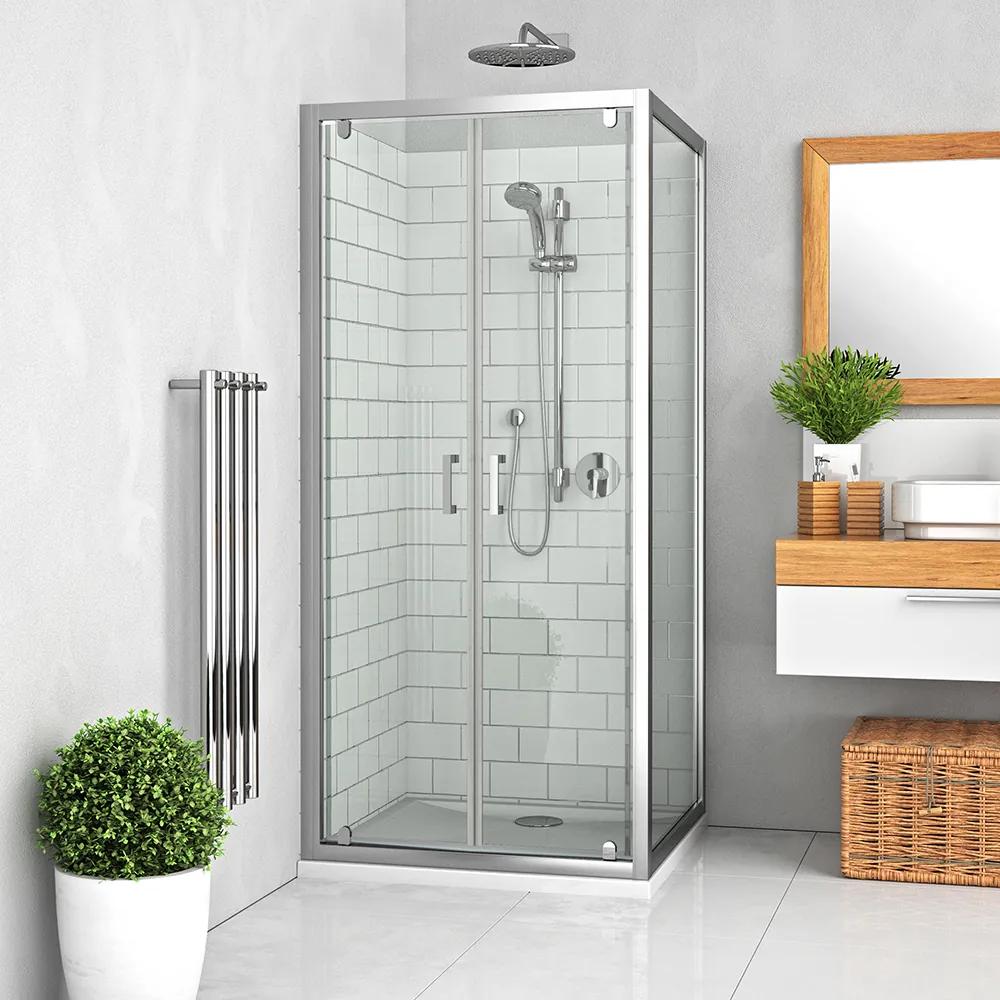 Dvoukřídlé sprchové dveře v kombinaci s pevnou stěnou LLDO2+LLB Viz technická specifikace Transparent Brillant LLDO2/700+LLB/900 700 900 LLDO2/700_LLB/900_br_tr