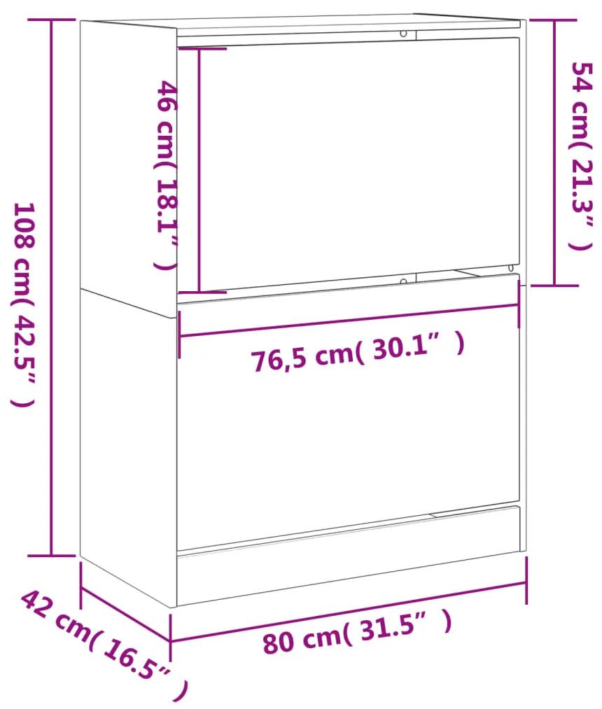 Botník se 2 výklopnými zásuvkami bílý 80 x 42 x 108 cm - Default Title