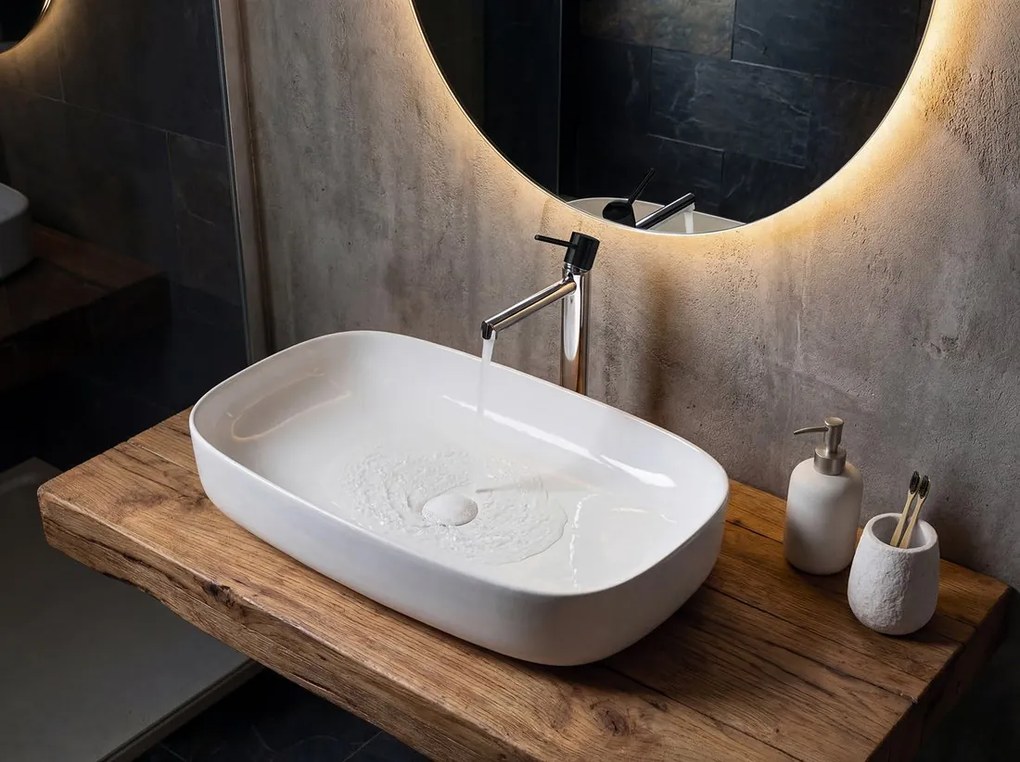 Sapho Sapho, MATTEO keramické umyvadlo na desku 65x40cm, bílá, 3064-KL
