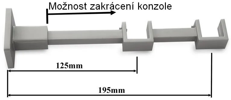 GARNÝŽE-HEBR Garnýž Klasik matná stříbrná dvojitá 240 cm