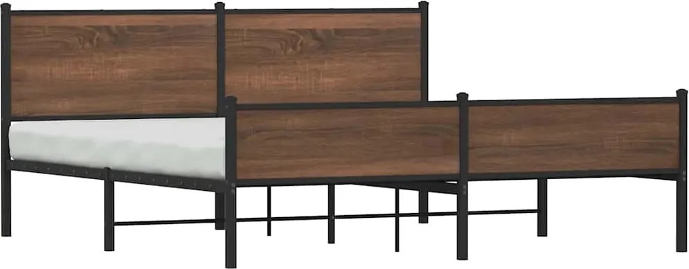Kovový rám postele bez matrace hnědý dub 160 x 200 cm 3301414