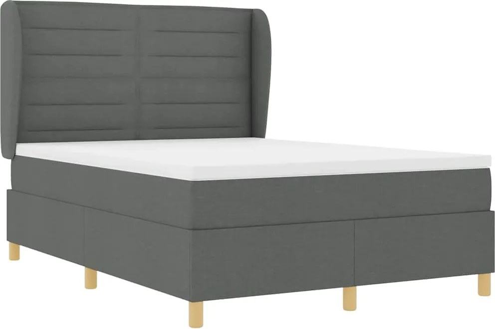 Postel s boxspringem s matrací Tmavě šedá 200 x 140 cm textil 3340691