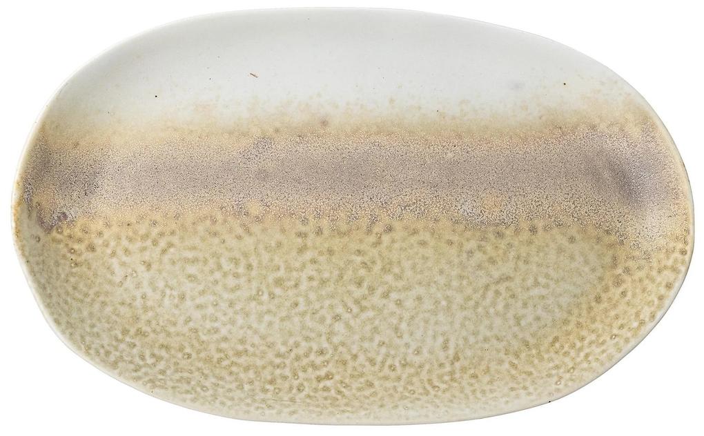 Bloomingville Oválný servírovací talíř Alba 33 cm, béžová barva, keramika