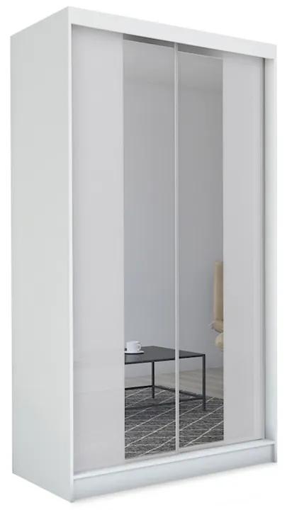Expedo Skříň s posuvnými dveřmi a zrcadlem TOMASO, 150x216x61, bílá