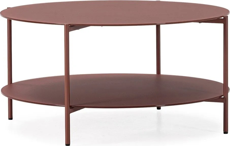 Kulatý konferenční stolek se skleněnou deskou v terakotové barvě ø 83 cm Davi – MOME