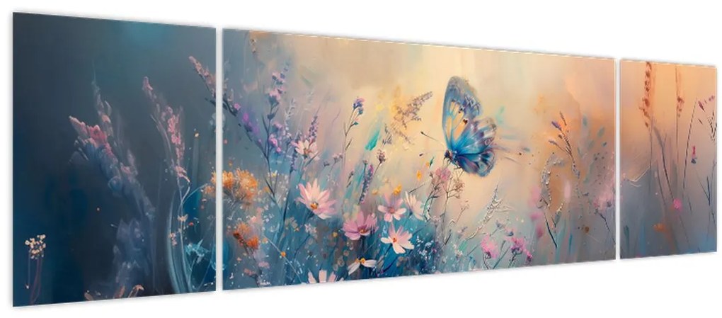 Obraz - Louka s motýlem (170x50 cm)