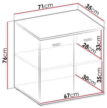Komoda MIKE 76x71 cm bílá