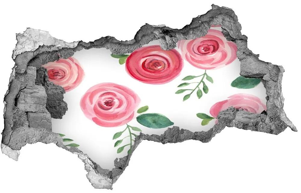 Wallmuralia Nálepka 3D díra na zeď samolepící Růže 95x73 cm