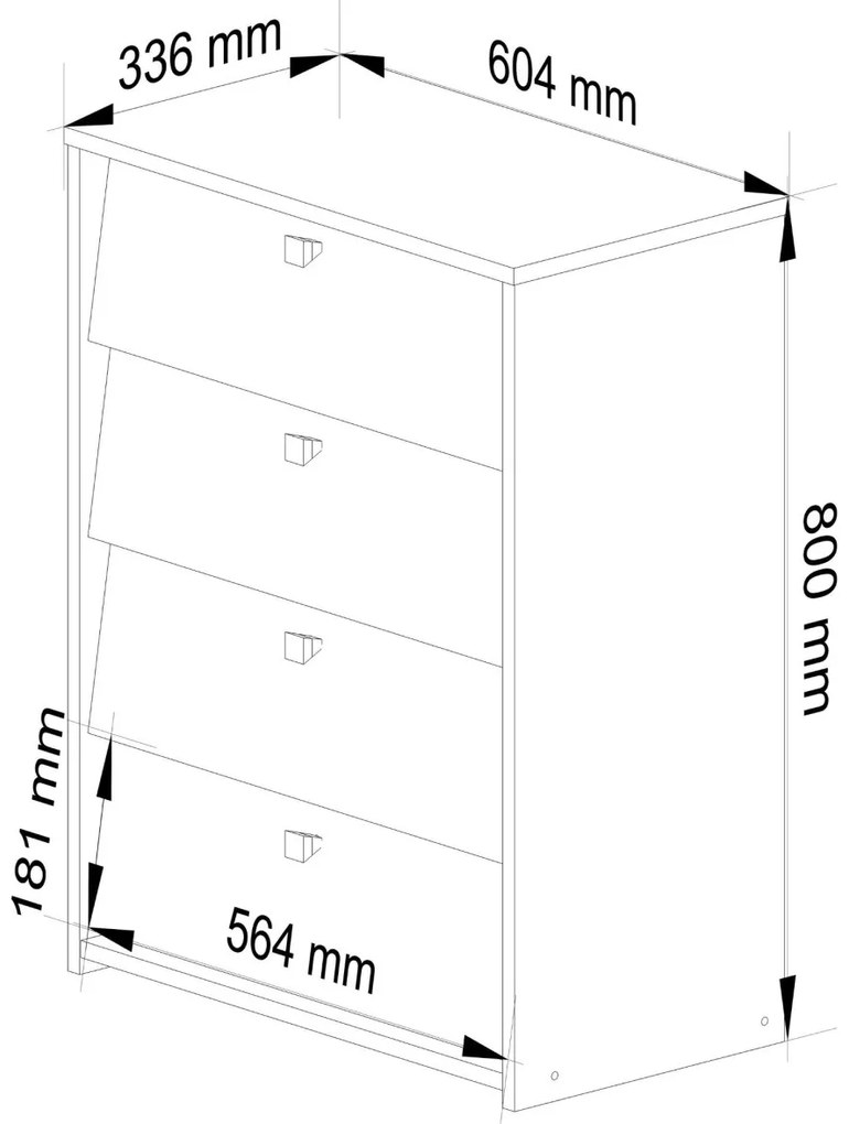 Botník Marienne 60 cm - 4 dvířka wenge