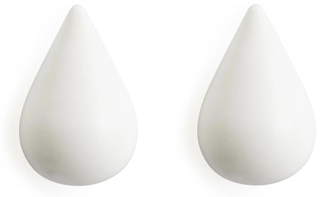 normann COPENHAGEN Dřevěné háčky Large White Drop - set 2 ks, bílá barva, dřevo