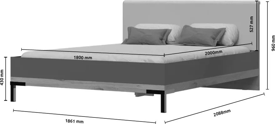 Postel ONYX - KR180-ON antracit lesk/ořech pacific lesk