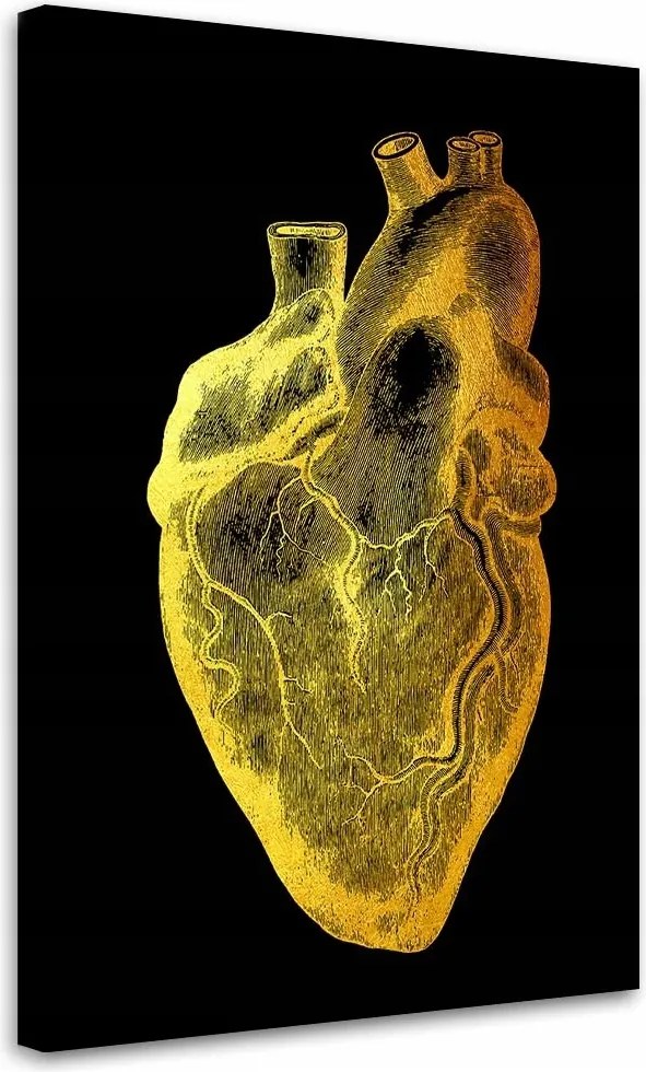 Obraz na plátně, Zlaté srdce 60x90