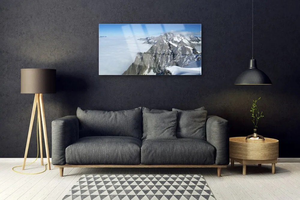 Obraz na skle Hora Mlha Krajina 120x60 cm
