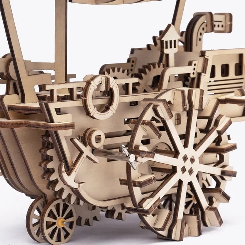 RoboTime 3D dřevěné mechanické puzzle Fantastická vzducholoď