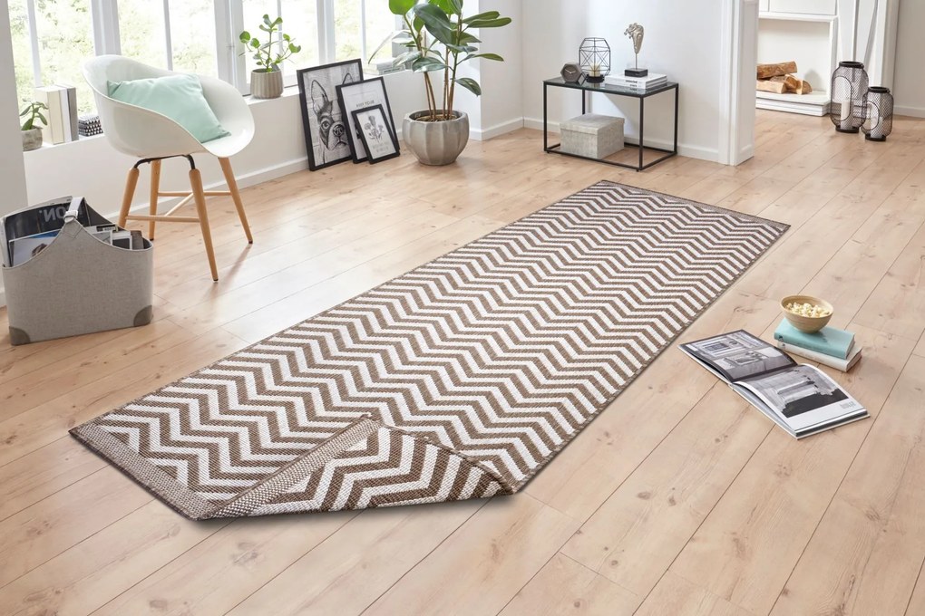 NORTHRUGS - Hanse Home koberce Kusový koberec Twin Supreme 105471 Palma Linen – na ven i na doma - 80x350 cm