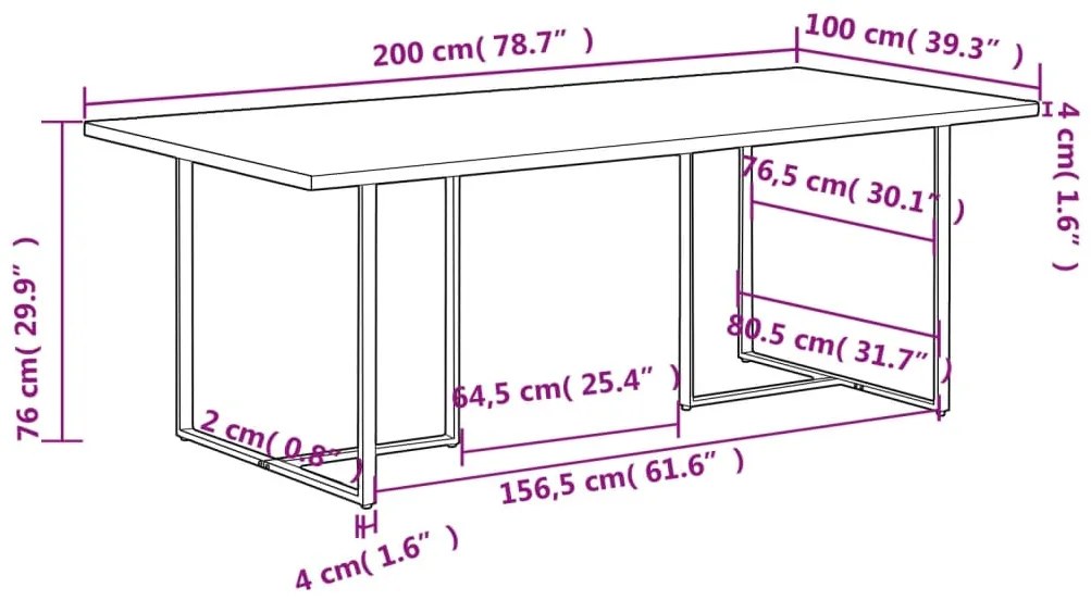 vidaXL Marketos Jídelní stůl 200 cm masivní recyklované dřevo