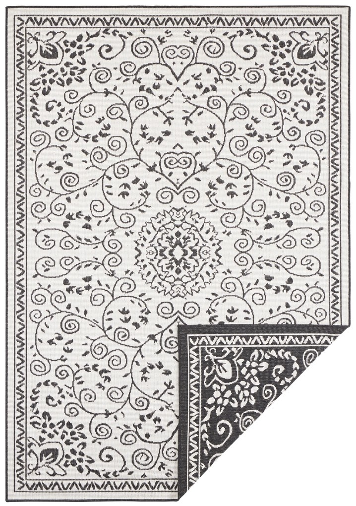 NORTHRUGS - Hanse Home koberce Kusový koberec Twin Supreme 103864 Leyte Black/Cream – na ven i na doma - 160x230 cm