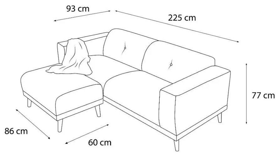 Šedá pohovka s podnožkou Bobochic Paris Luna