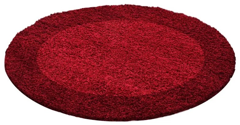 Ayyildiz Kusový koberec Shaggy Life 1503 červený vysoký vlas, kulatý 200x200 cm