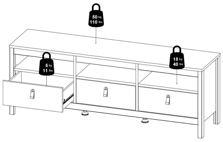 Šedobéžový TV stolek 151x54x38 cm Madrid – Tvilum