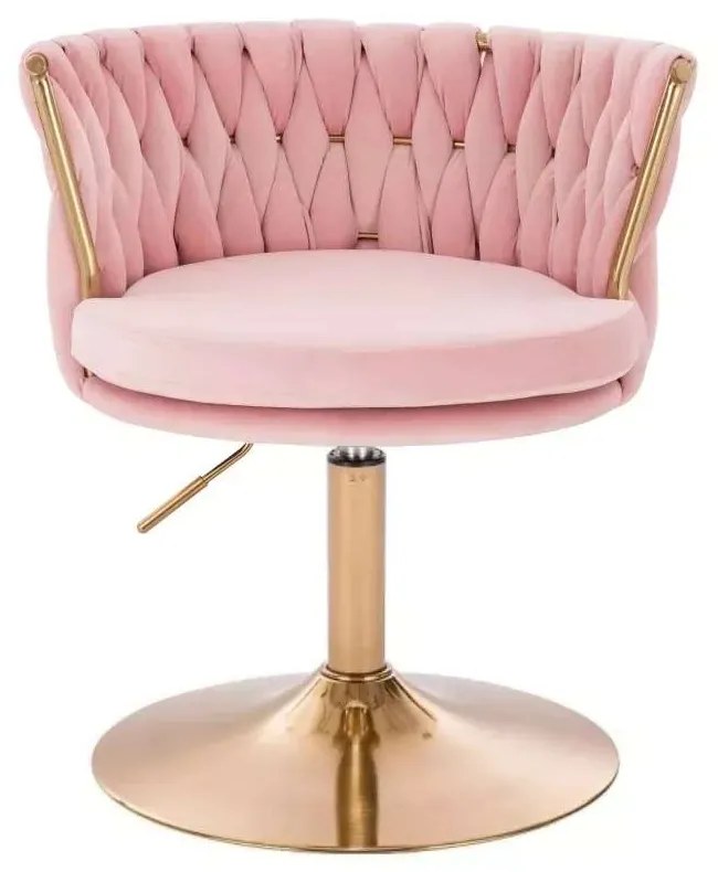 LuxuryForm DESIGN Otočná židle LYON VELUR na zlatém talíři - růžová