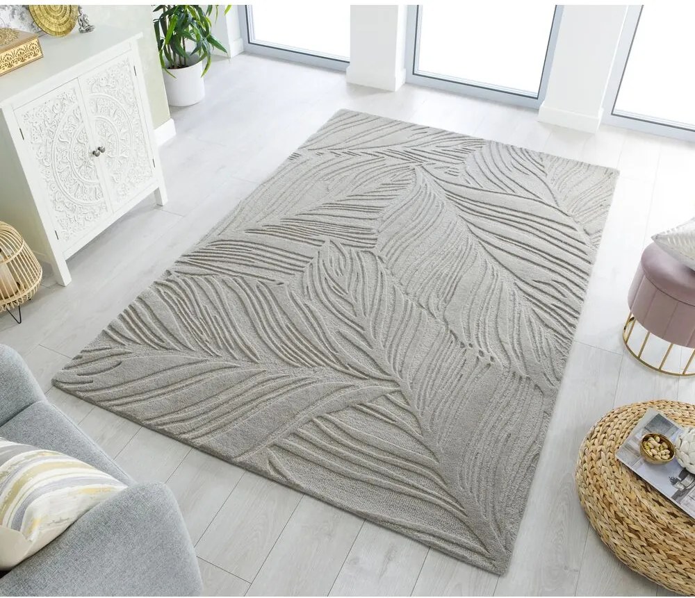 Kusový koberec Solace Lino Leaf Grey, 160x230, šedá, obývacia izba, Flair Rugs