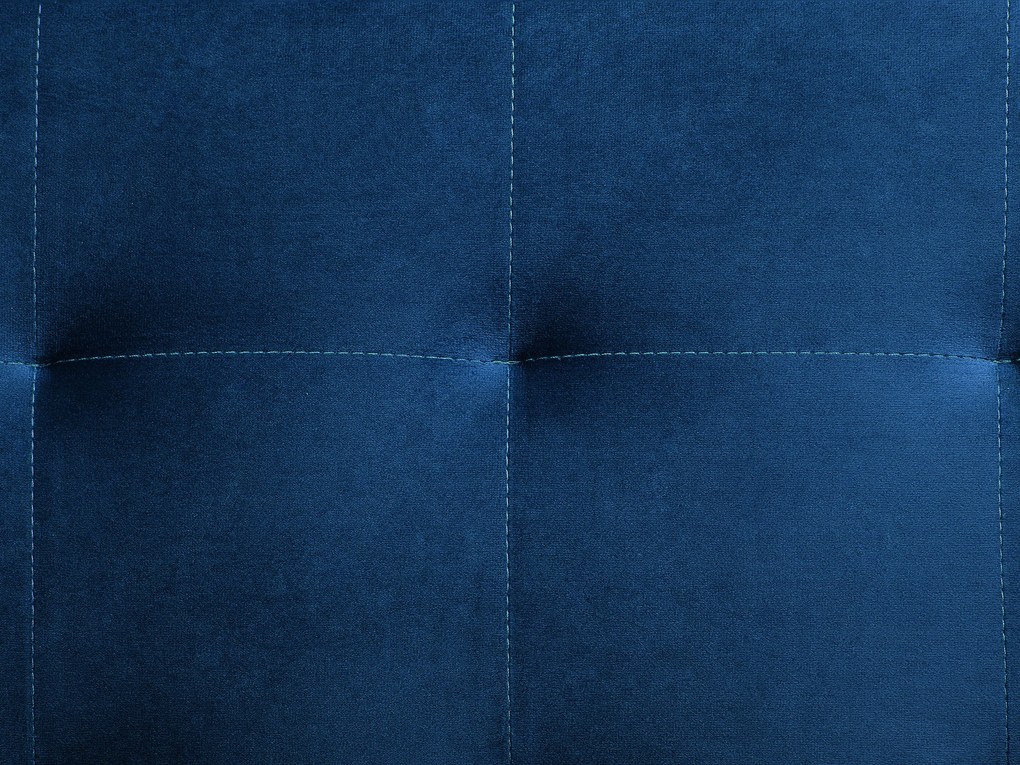 Modulární pravostranná rozkládací pohovka s taburetem tmavě modrá sametová ABERDEEN Beliani