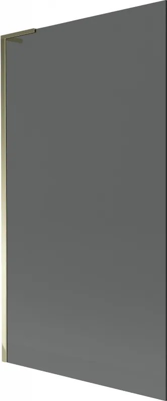 Mexen Next L, 1-křídlová vanová zástěna 100 x 150 cm, 6mm šedé sklo, zlatý lesklý profil, 895-100-000-03-40-50