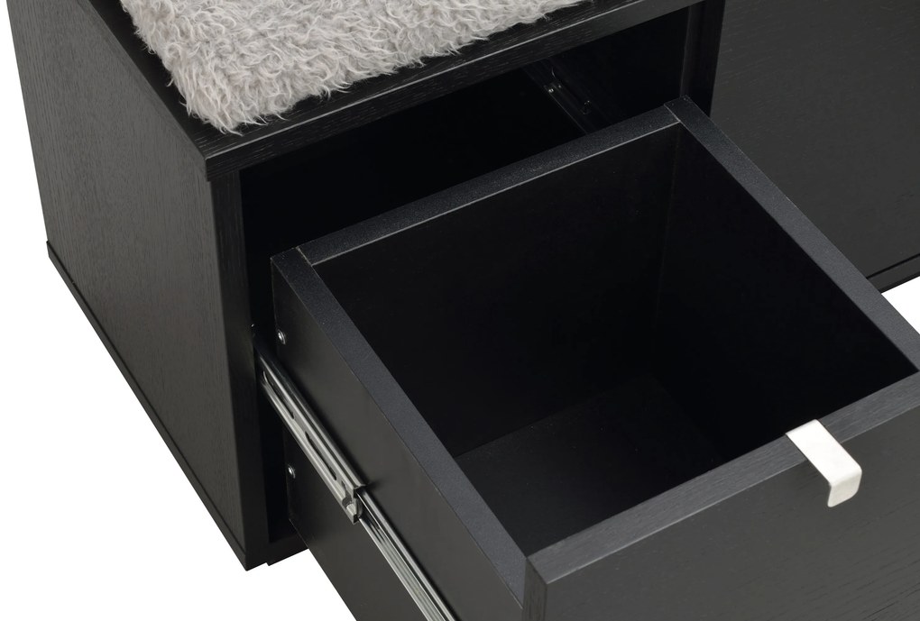 Rowico černá lavice s úložným prostorem CONFETTI a šedým sedákem 70 cm 103758