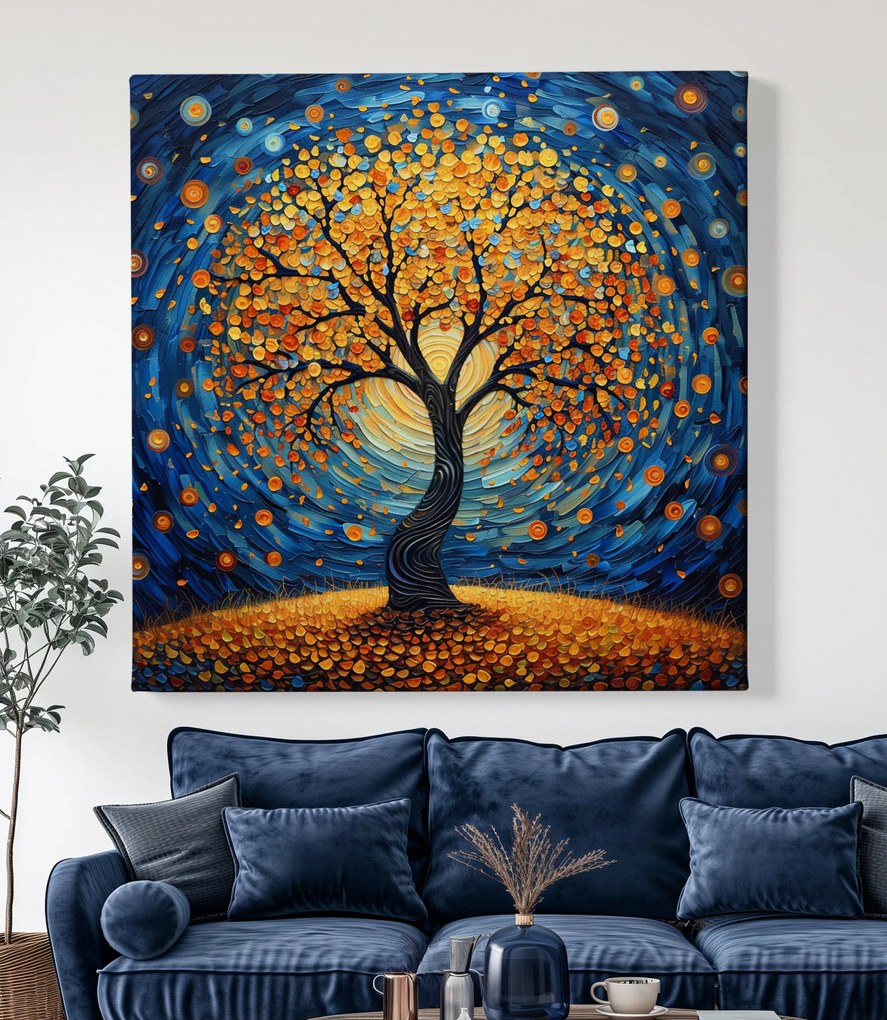 Obraz na plátně - Strom života Spirála propojení FeelHappy.cz Velikost obrazu: 120 x 120 cm