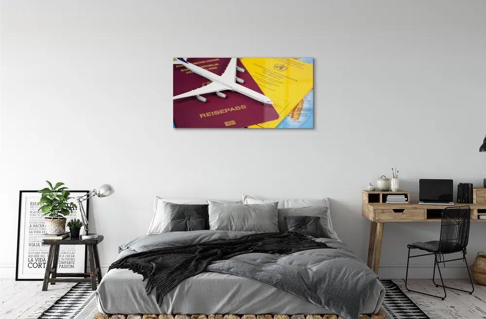 akrylový obraz Plane pas mapa 100x50 cm