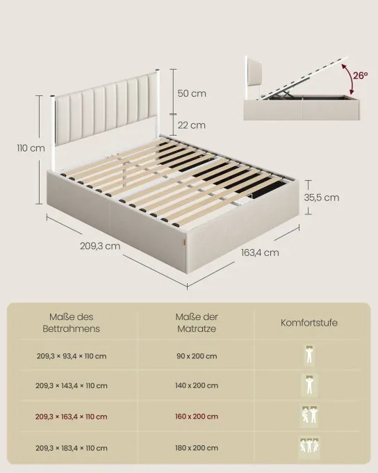 Manželská postel 160 cm RMB615LH01